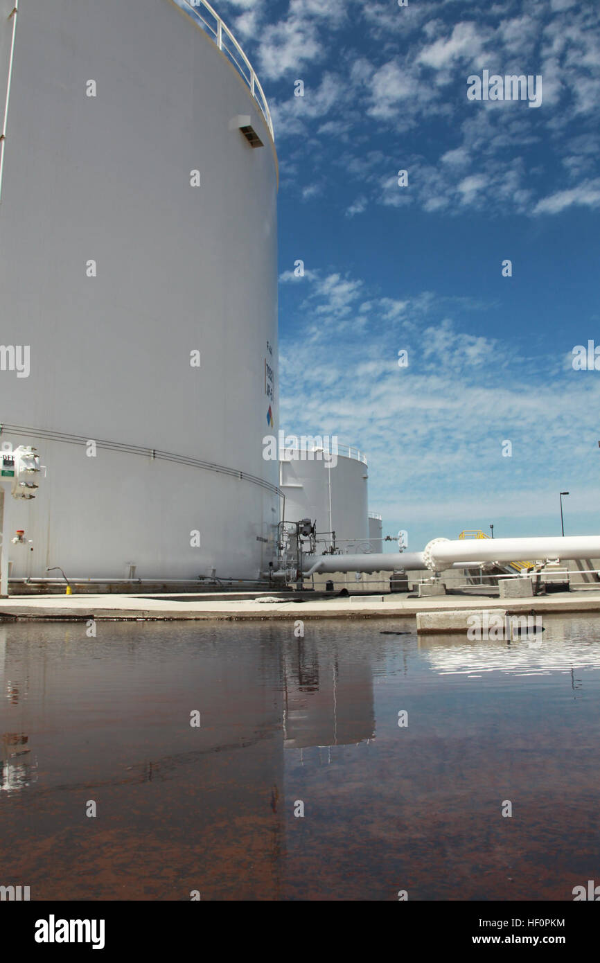 Three large silos contain and store fuel aboard Marine Corps Air ...