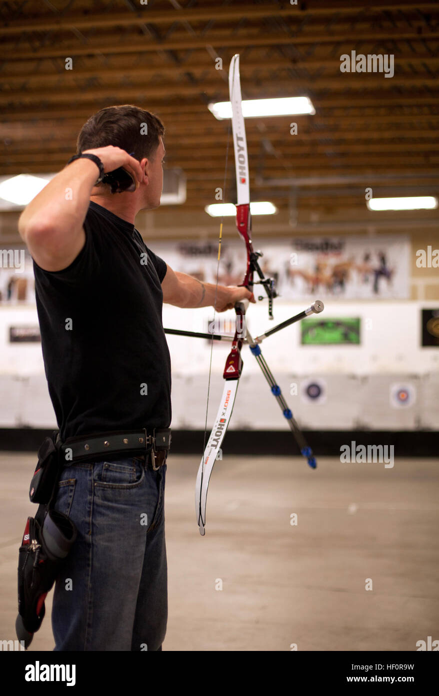 Marine veteran Cpl. Luke Prentice slowly lets the bow down after taking ...
