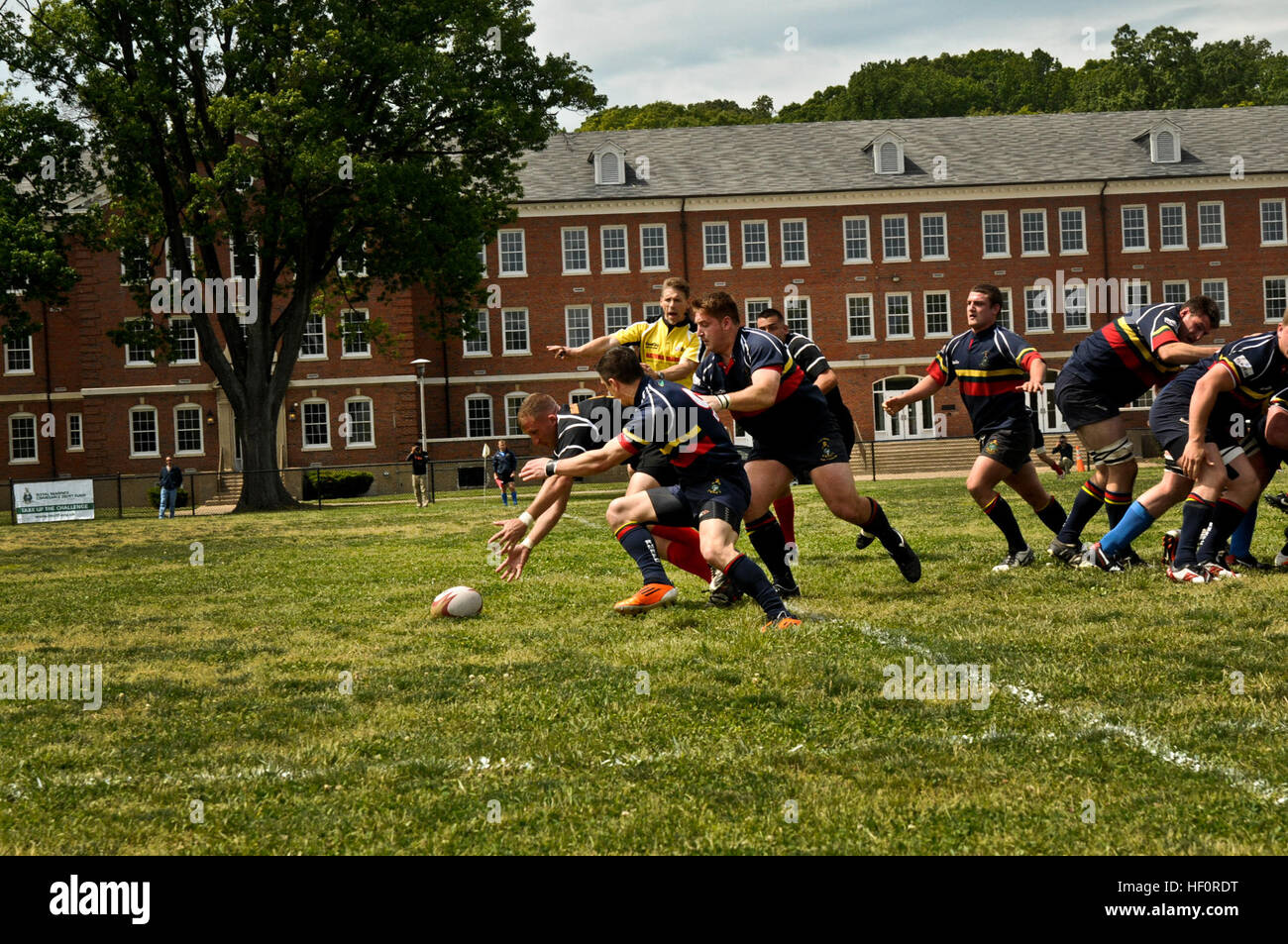 Players from the All Marine rugby team and the British Royal Marine ...