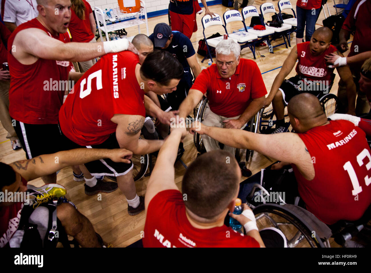 Marines and veterans with the All-Marine seated basketball team ...
