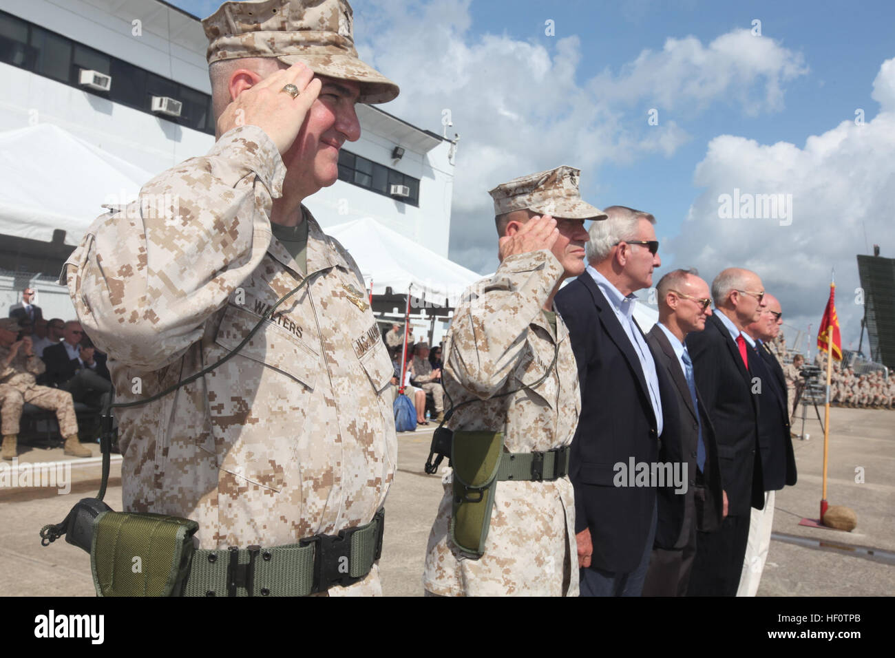Maj. Gen. Glenn M. Walters, left, Maj. Gen. Jon M. Davis, right, and ...