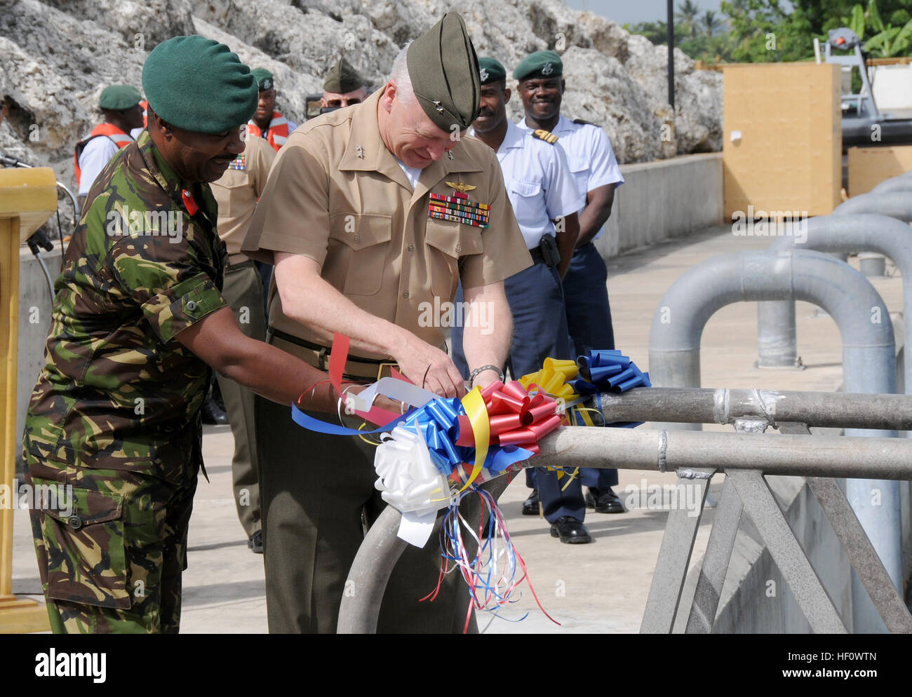 U.S. Marine Corps Maj. Gen. John M. Croley, right, the commander of U.S ...