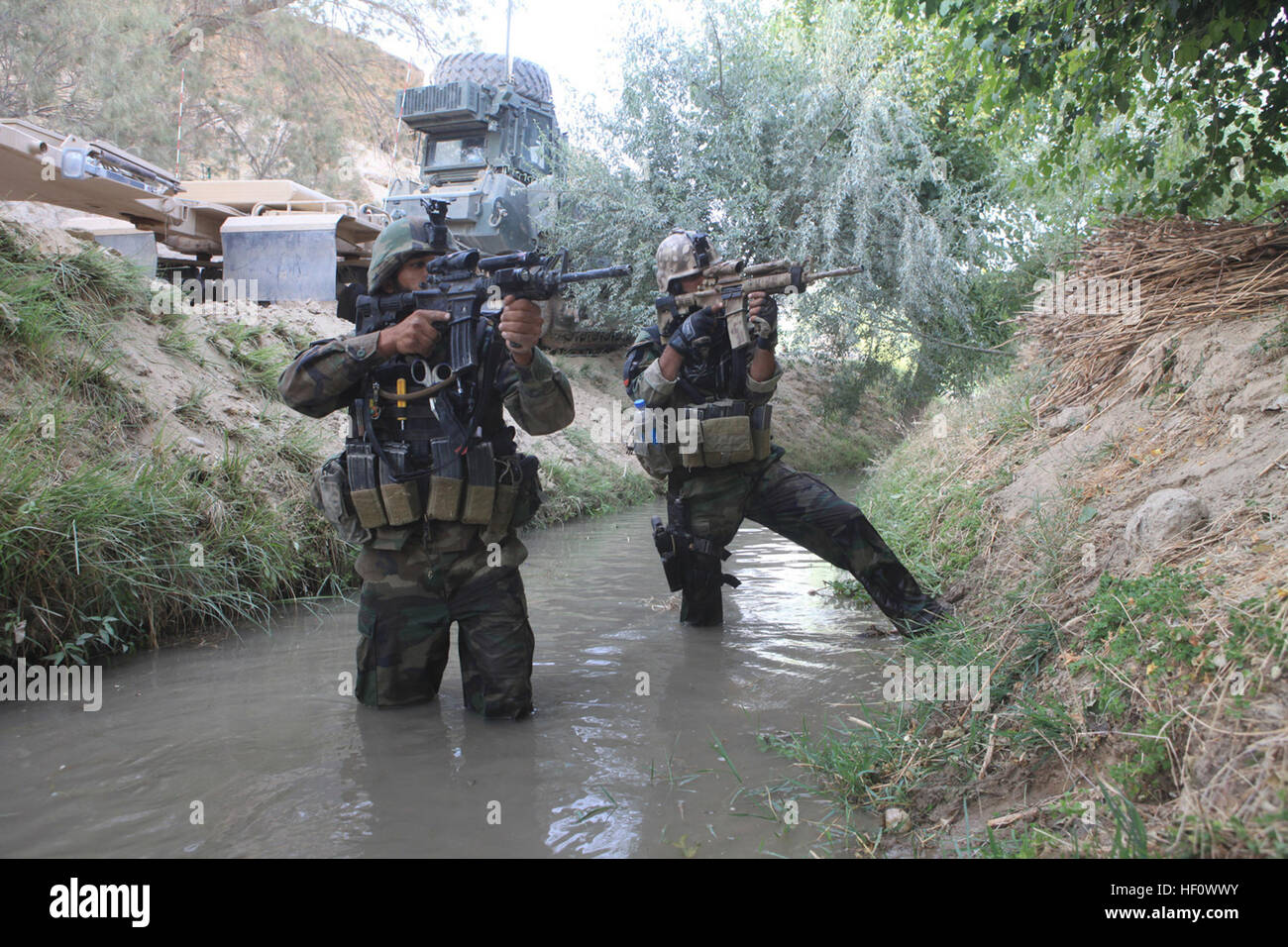 Afghan National Army Special Forces soldiers provide security as a ...