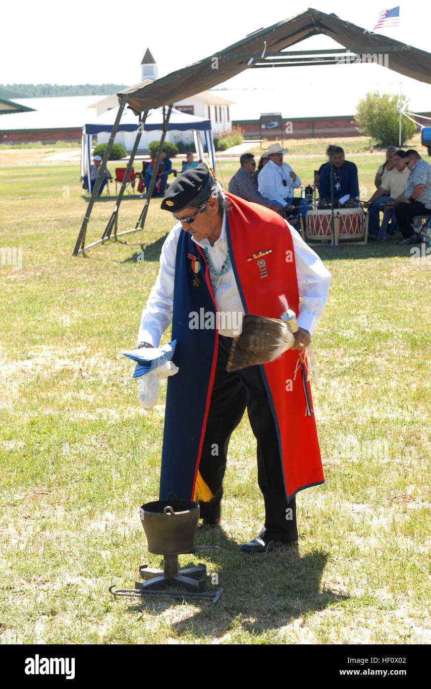 A Native American veteran participated in the third-annual Gourd Dance ...