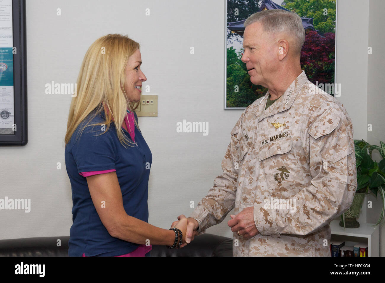 Commandant of the Marine Corps Gen. James F. Amos, right, greets a ...
