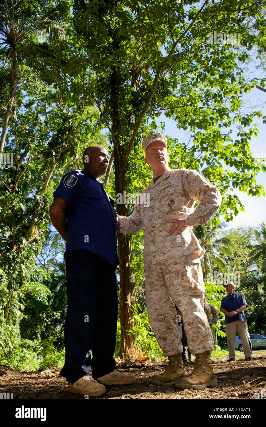 Commandant of the Marine Corps Gen. James F. Amos, right, talks with a ...