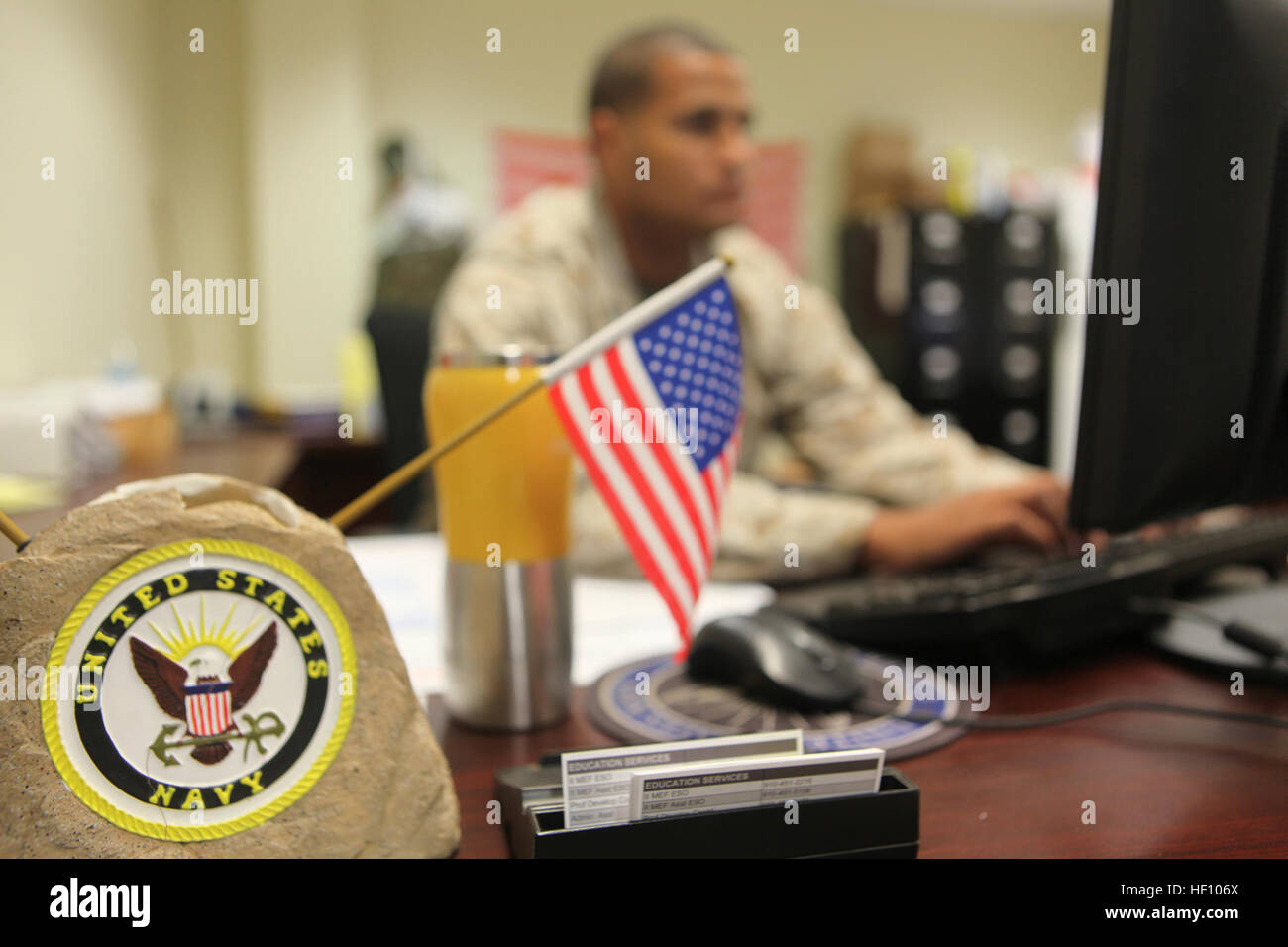 A Navy career counselor with 2nd Medical Battalion, 2nd Marine ...