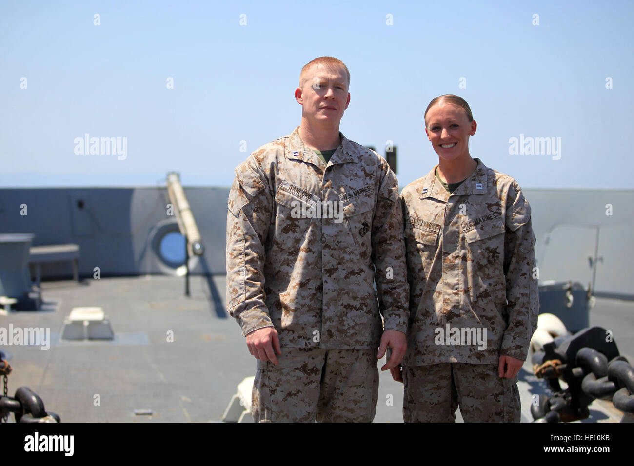 Capts. Mason Sanford and Allison Smyczynski, both with the 24th Marine ...