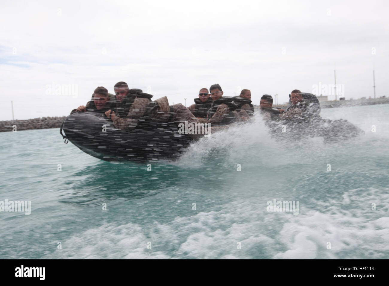 Marines wait for the signal to break formation during combat rubber ...