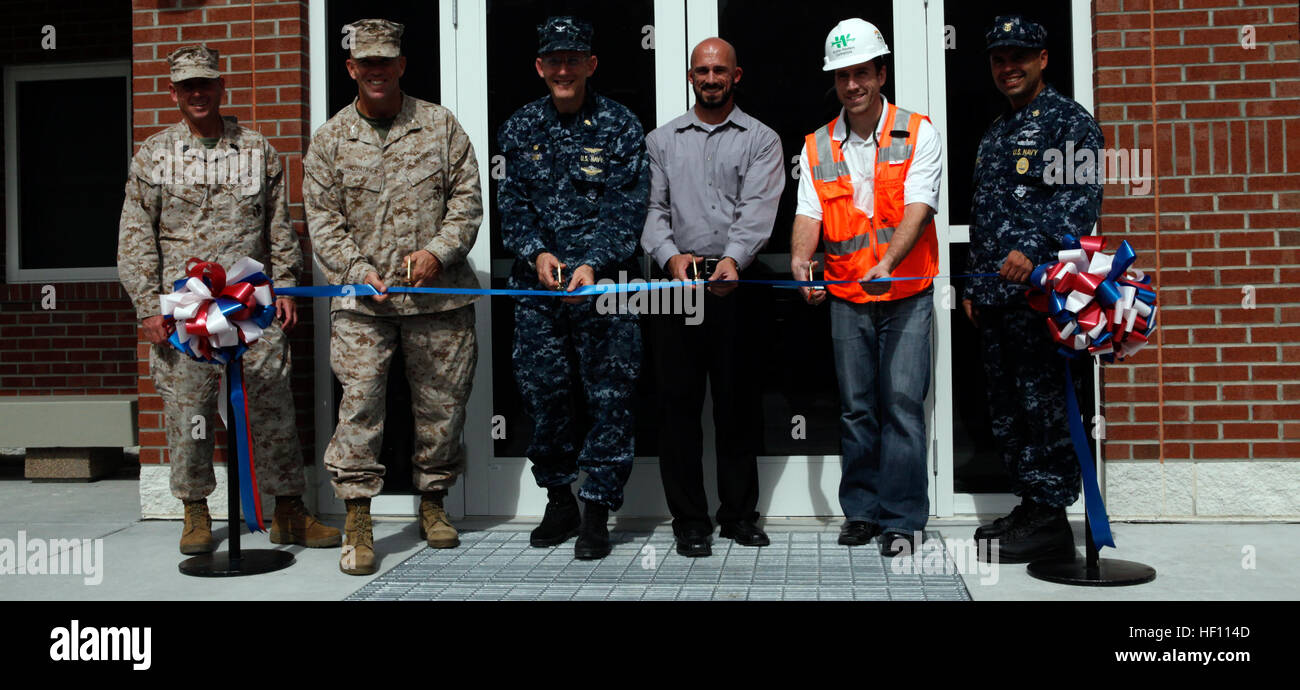 Leaders and construction personnel at Camp Devil Dog, Naval Hospital ...