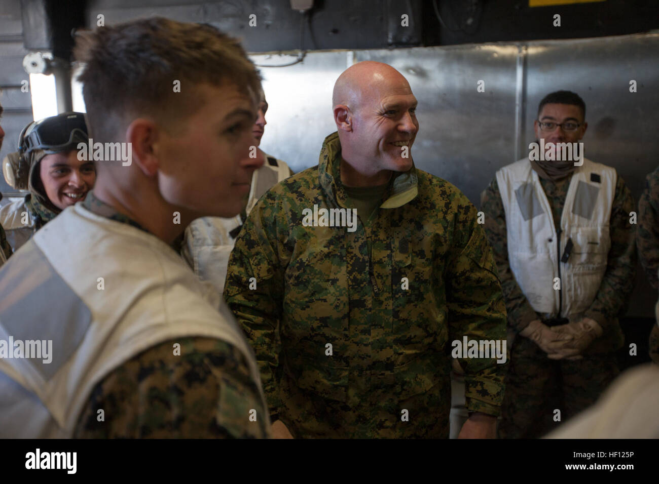 Sgt. Maj. Micheal P. Barrett, sergeant major of the Marine Corps, meets ...