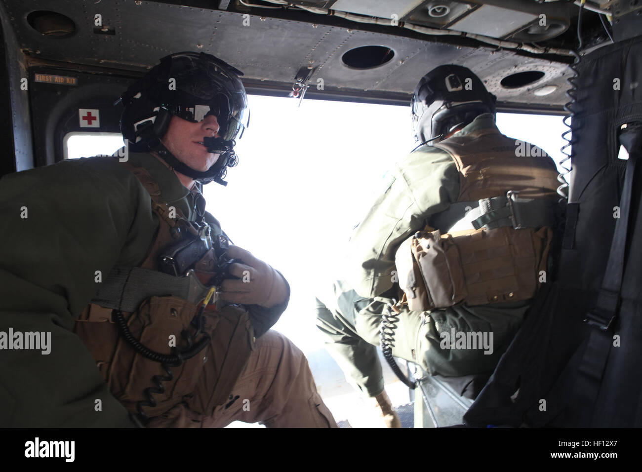 U.S. Marine Corps Cpl. Patrick R. White, left, aerial observer and ...