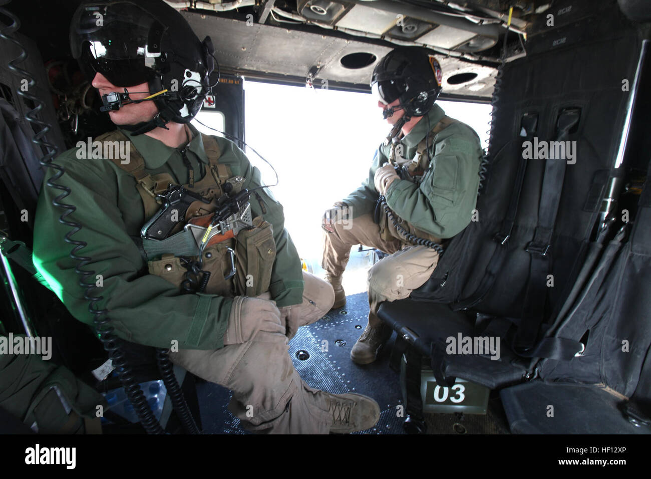 U.S. Marine Corps Cpl. Patrick R. White, left, aerial observer and ...