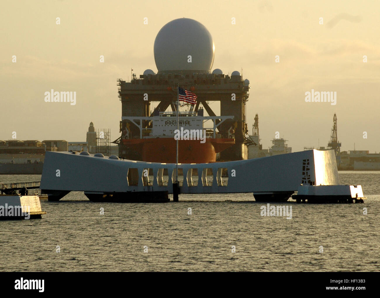 The Sea Based X-Band Radar (SBX) moors at Pearl Harbor on MV Blue ...