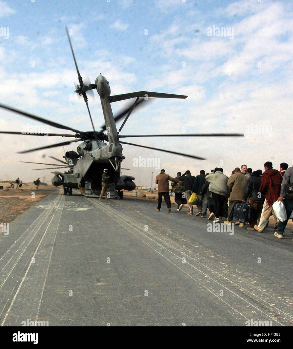 Iraqi police recruits boarded a CH-53 Super Stallion at Camp Al Qa’im ...