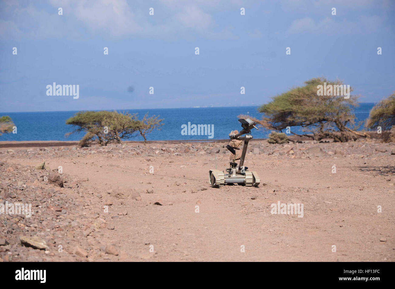 A robot from Explosive Ordinance Detachment, 15th Marine Expeditionary ...