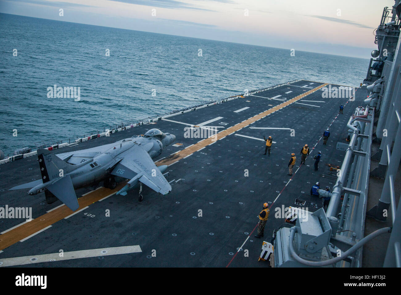 An AV-8B Harrier assigned to Marine Medium Tiltrotor Squadron (VMM) 266 ...