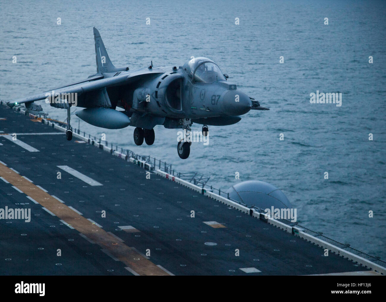An AV-8B Harrier assigned to Marine Medium Tiltrotor Squadron (VMM) 266 ...