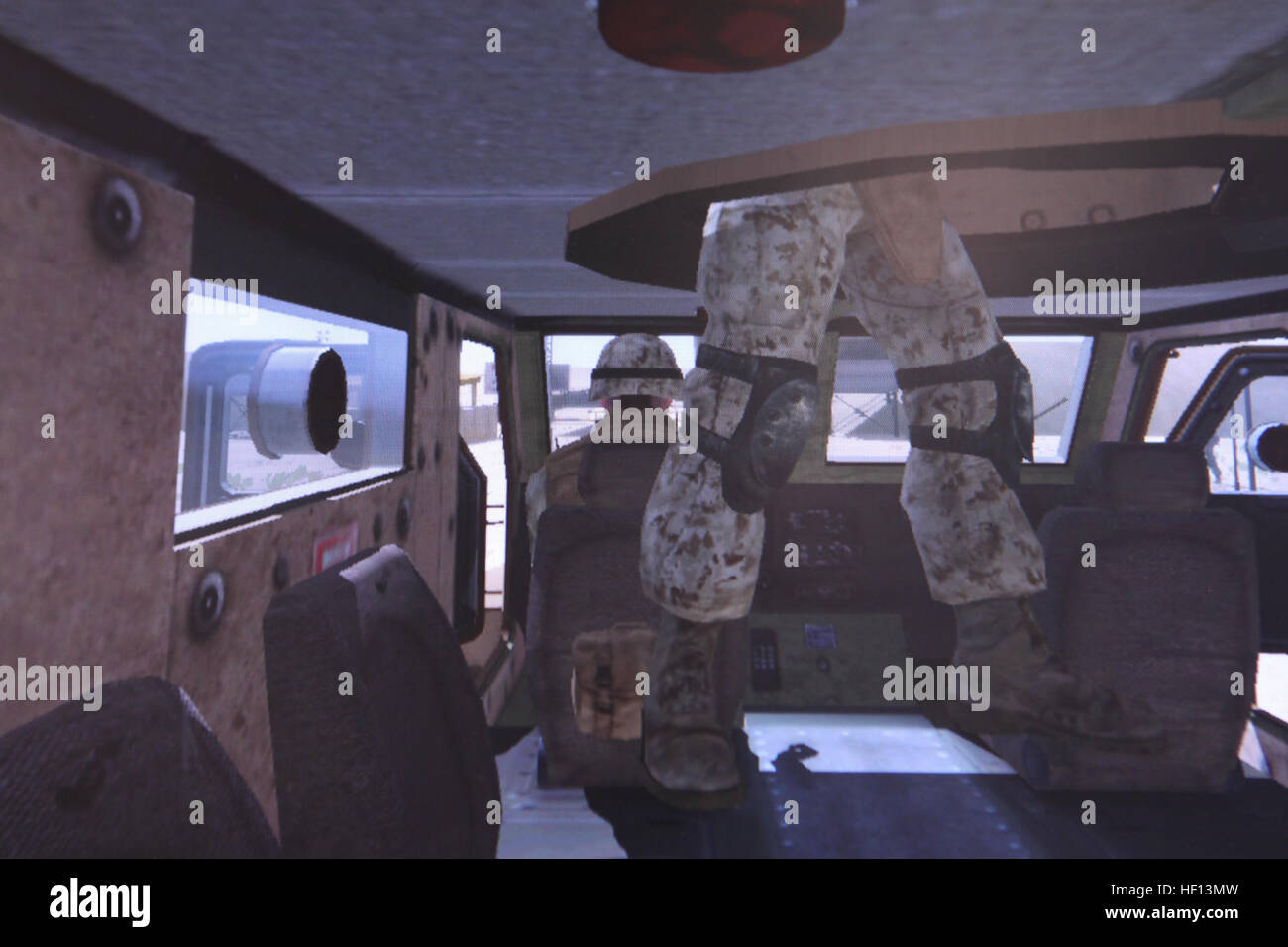 An image from a digital-convoy simulator depicts the scene inside a ...
