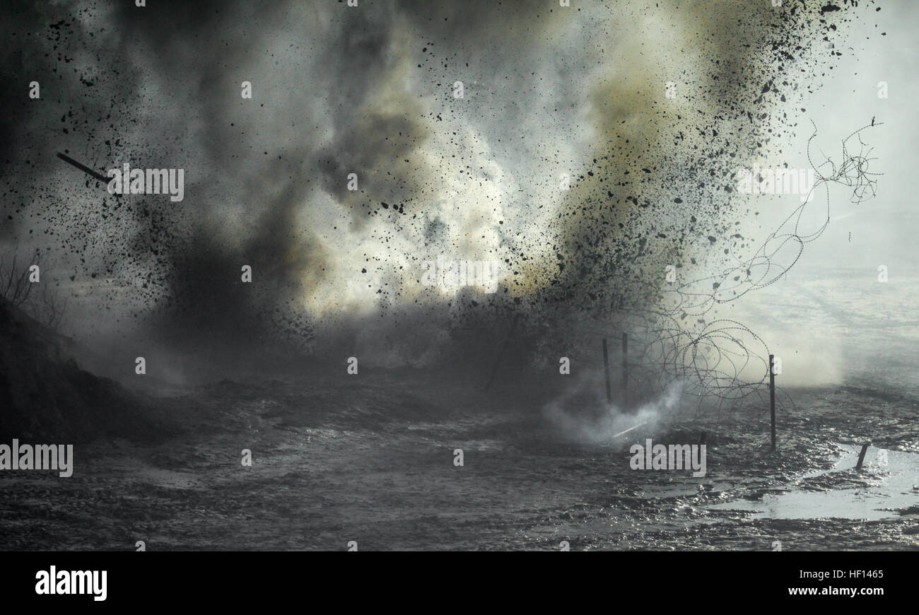 A Bangalore torpedo explodes, January 10 at Engineer Training Area 3 ...