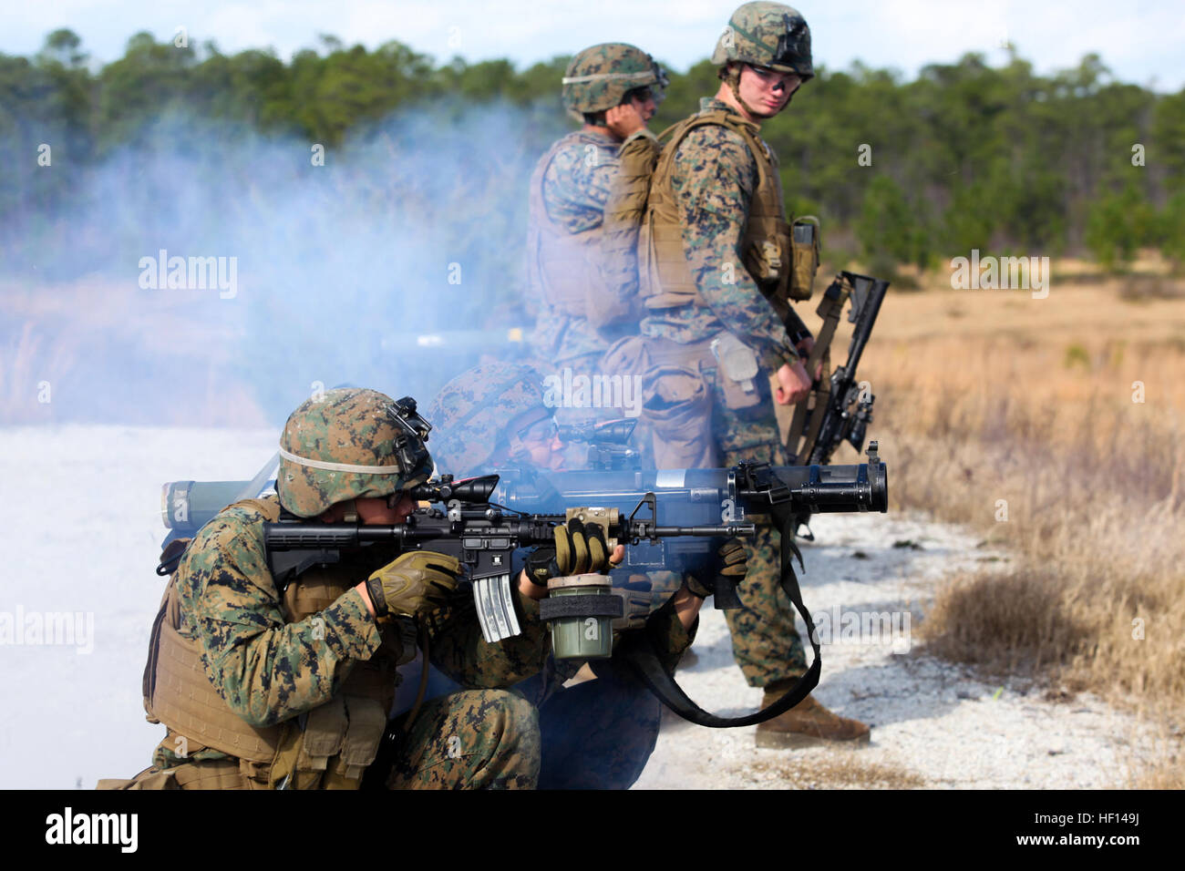 Assaultmen with Weapons Platoon, Company B, 1st Battalion, 6th Marine ...