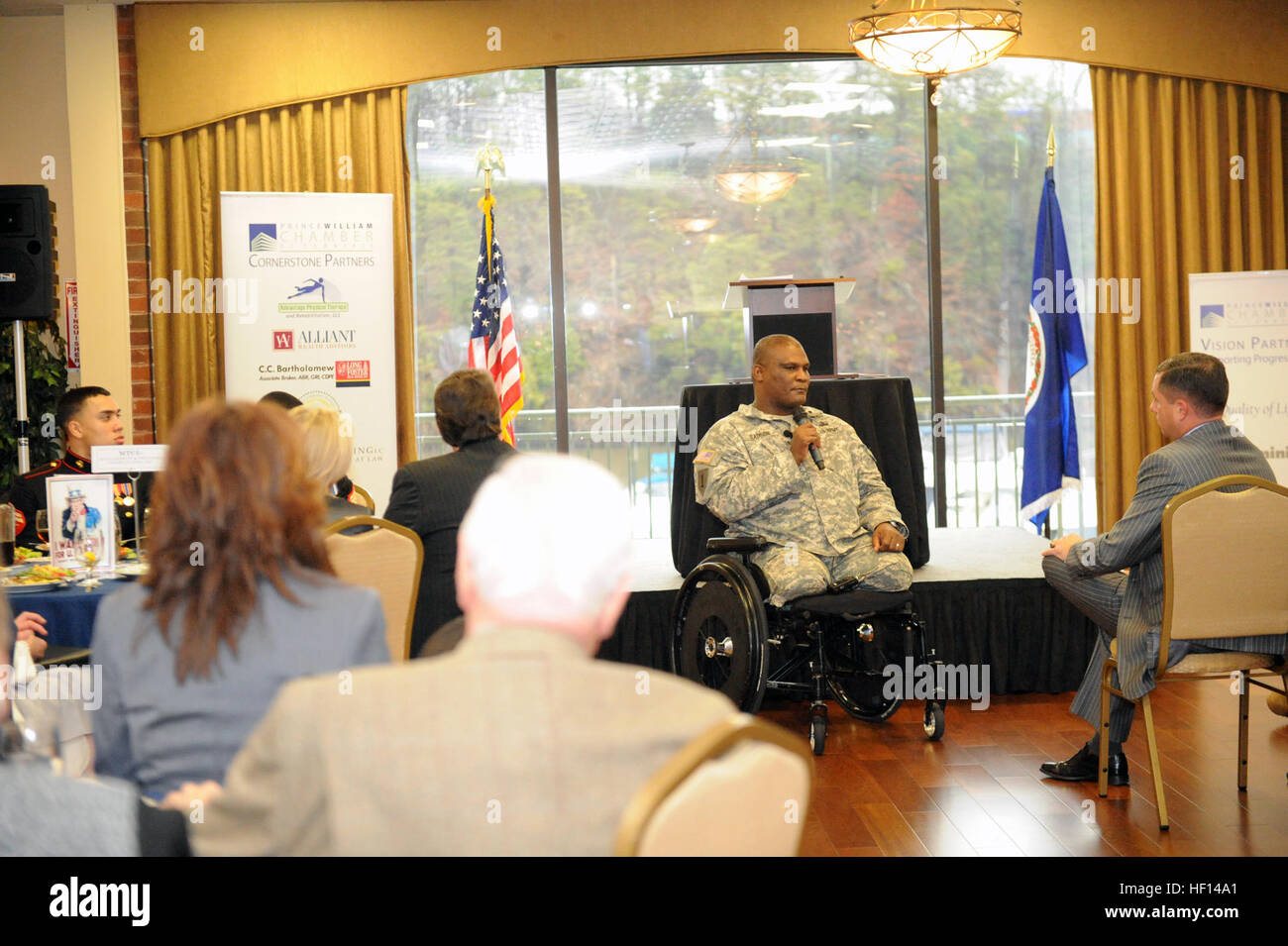Col. Gregory D. Gadson, garrison commander, Fort Belvoir, gives a ...