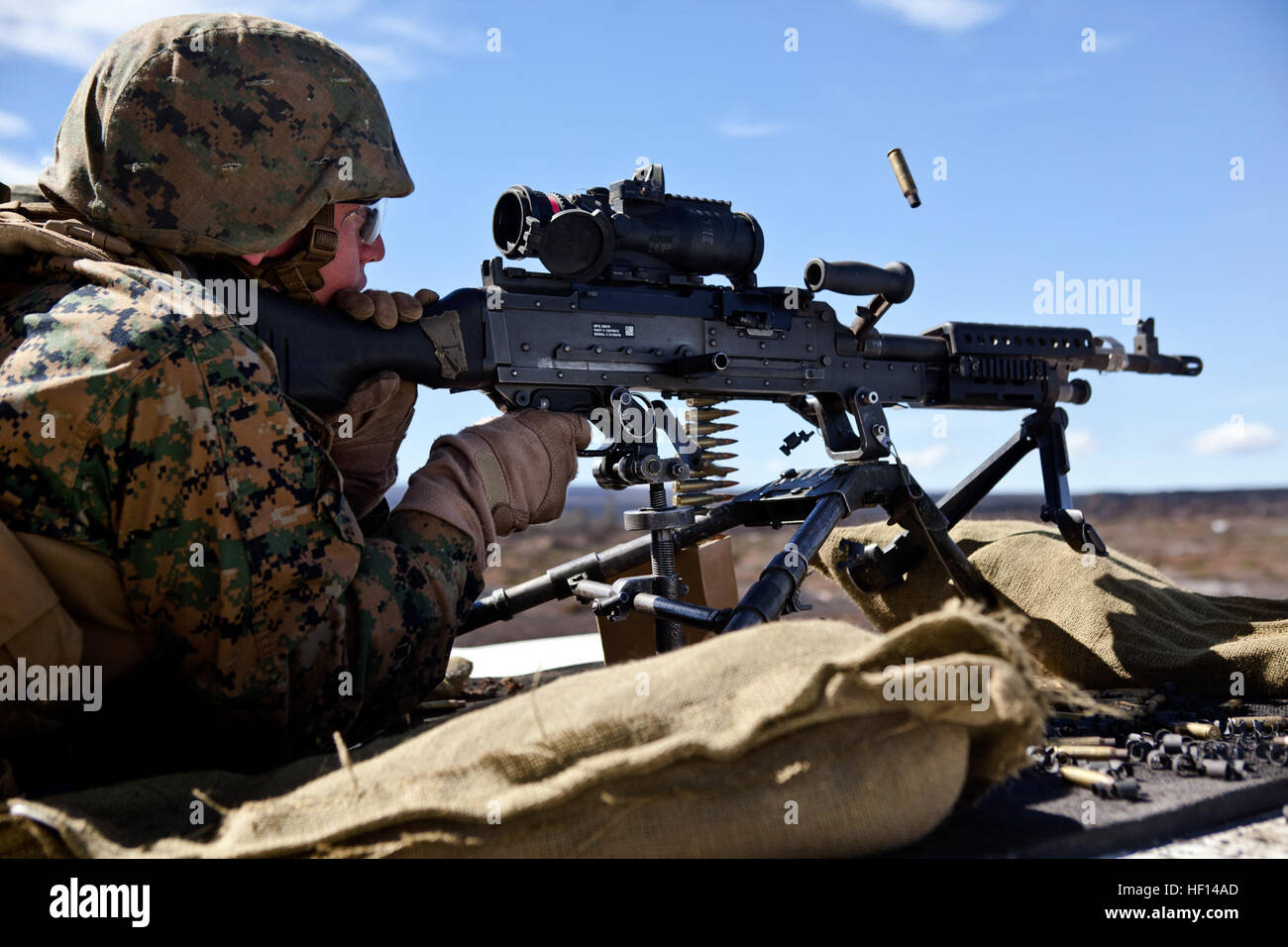 A U.S. Marine Corps machine gunner from Headquarters and Service ...