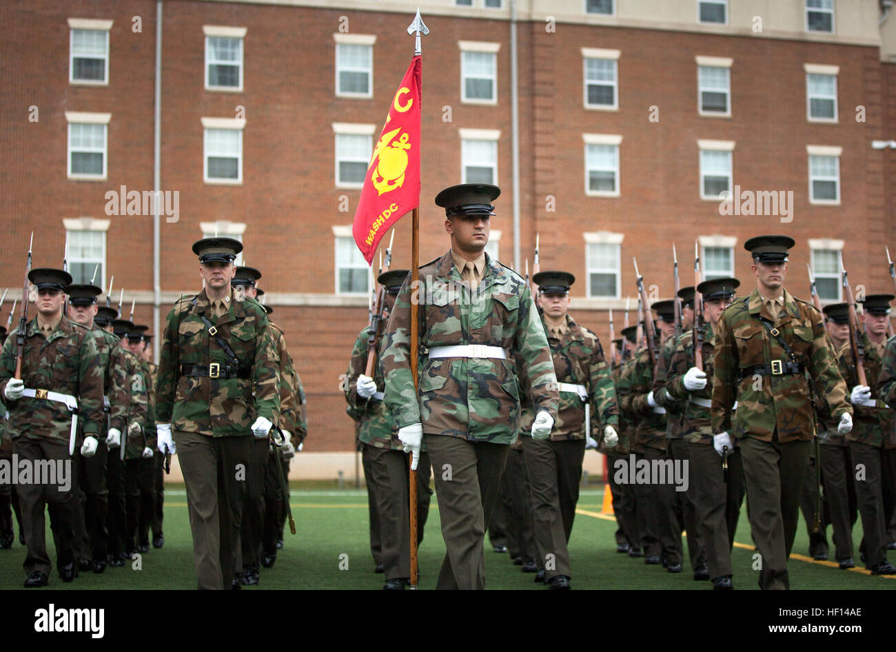 Marines from Bravo Company march during practice for the 57th Inaugural ...
