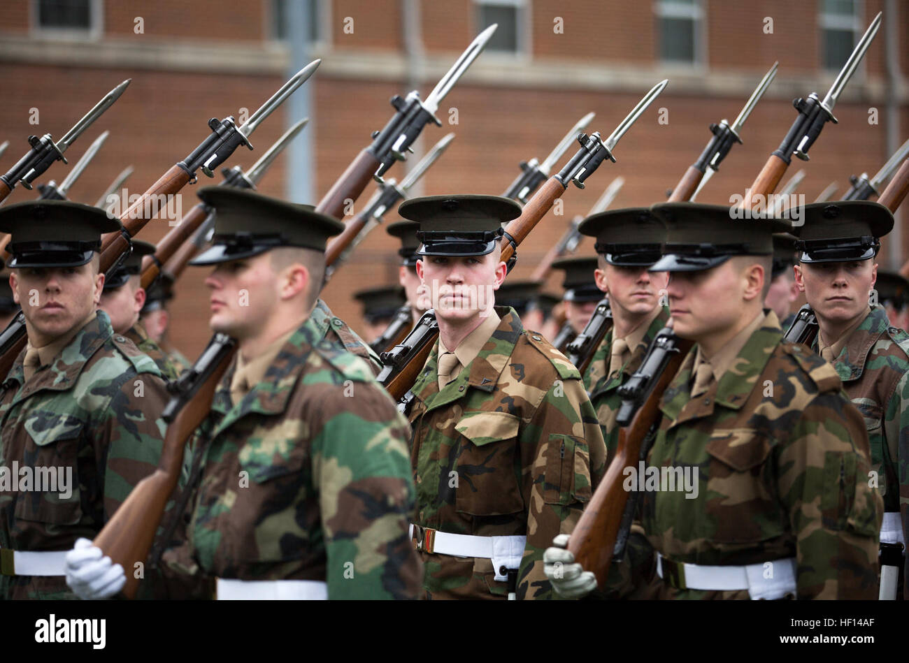 Marines from Bravo Company march during practice for the 57th Inaugural ...