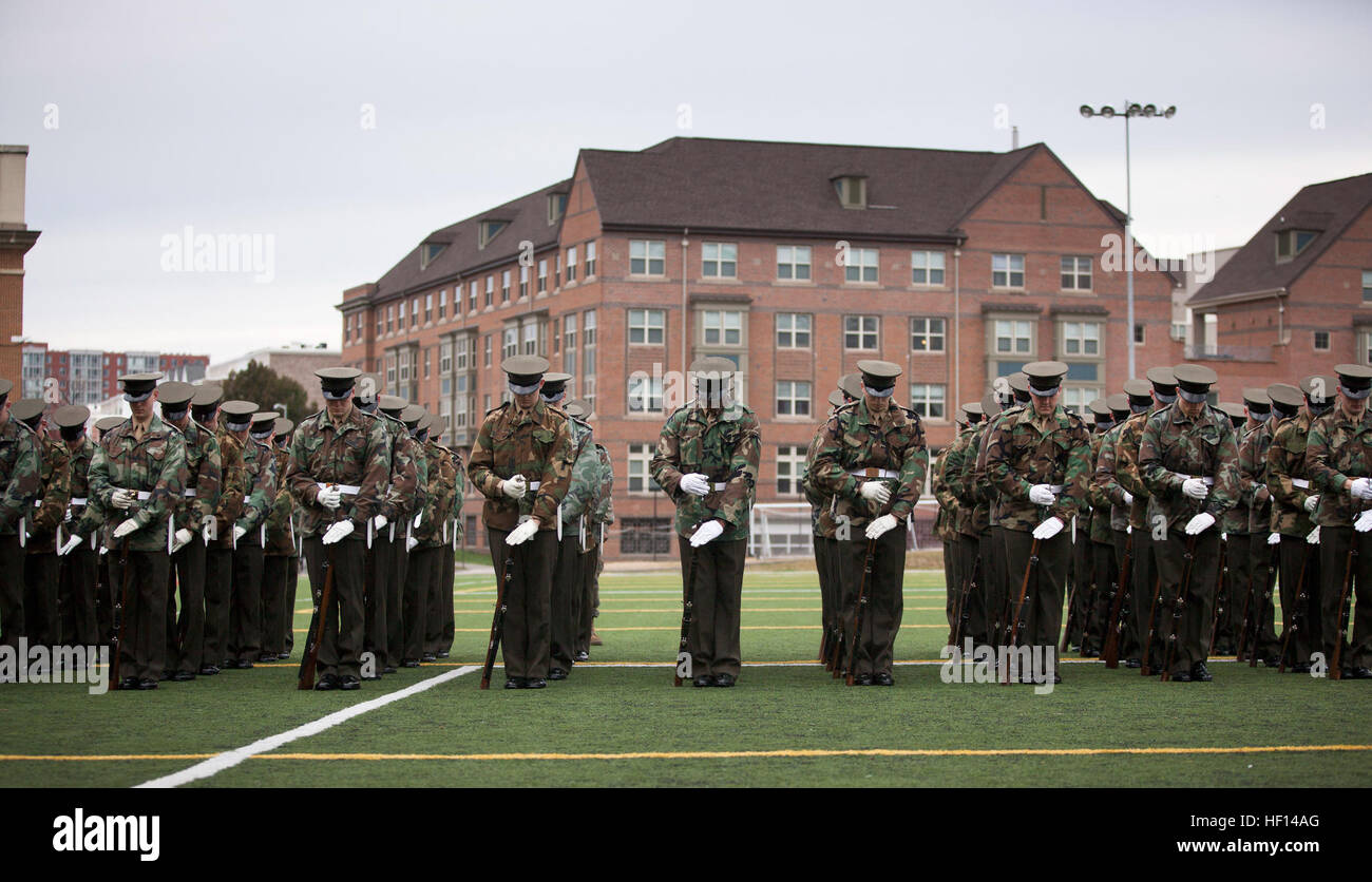 Marines from Bravo Company sheath their bayonets during practice for ...