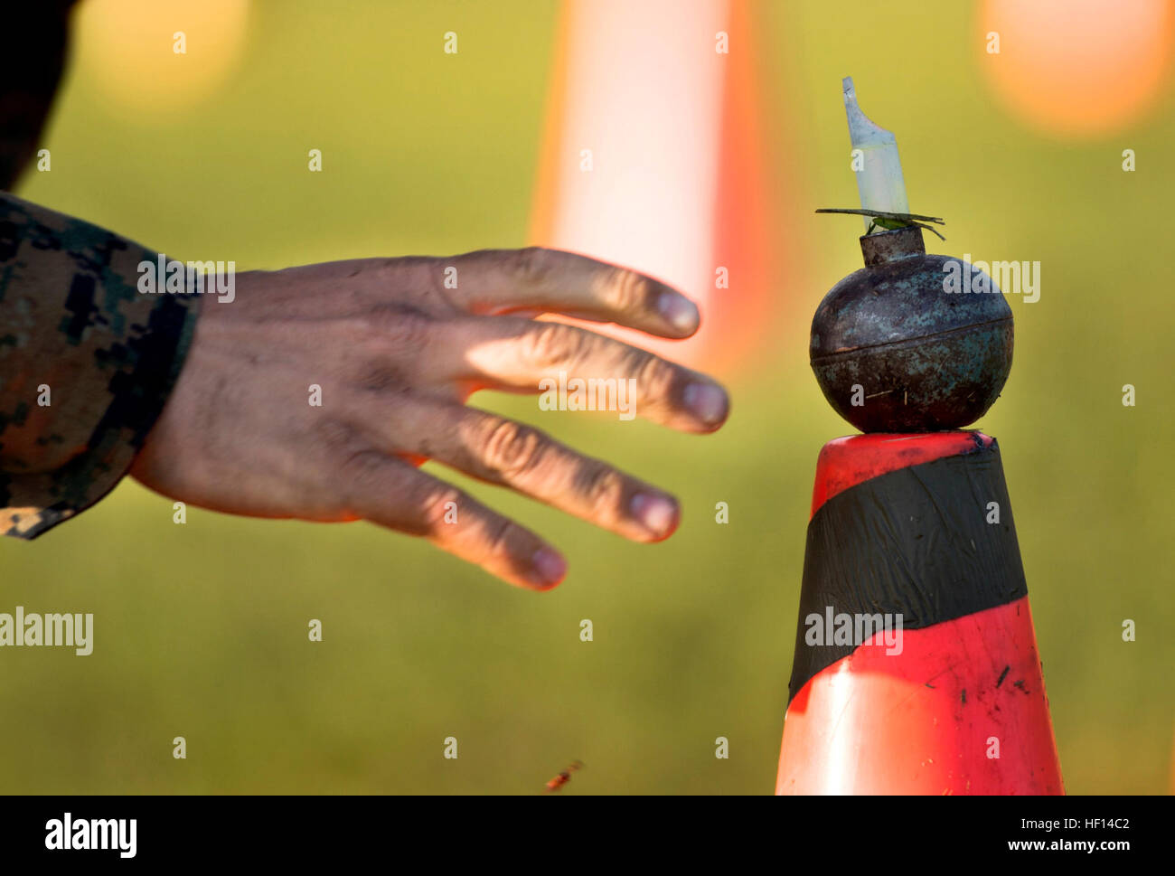 A student at the Infantry Training Battalion performs the grenade throw ...