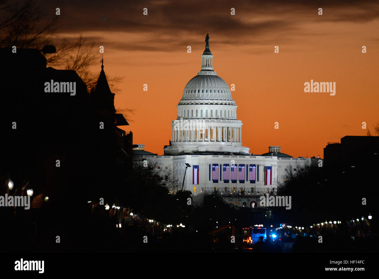 The sun rises over U.S. Capitol before the public swearing in ceremony ...