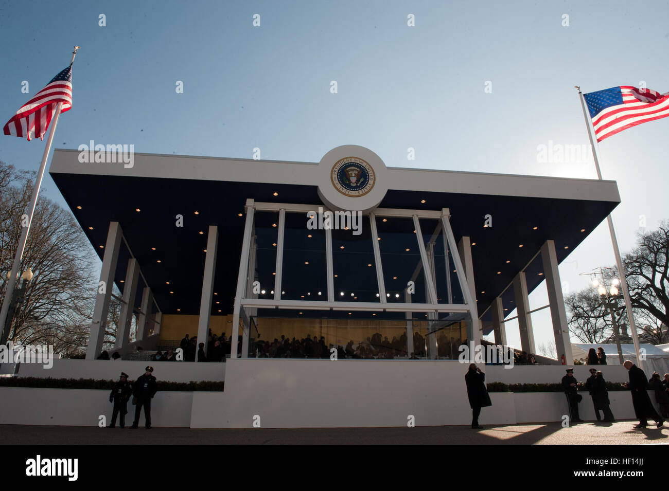 The President's review stand is a stadium-style stage erected for the ...