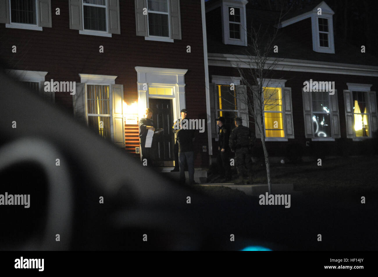 Emergency personnel respond to a call in base housing on Jan. 21 ...