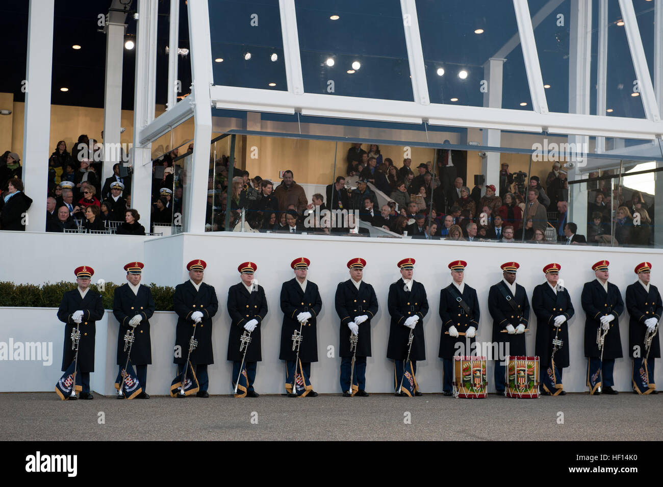 The U.S. Army Band waits for President Barack Obama to pass the ...