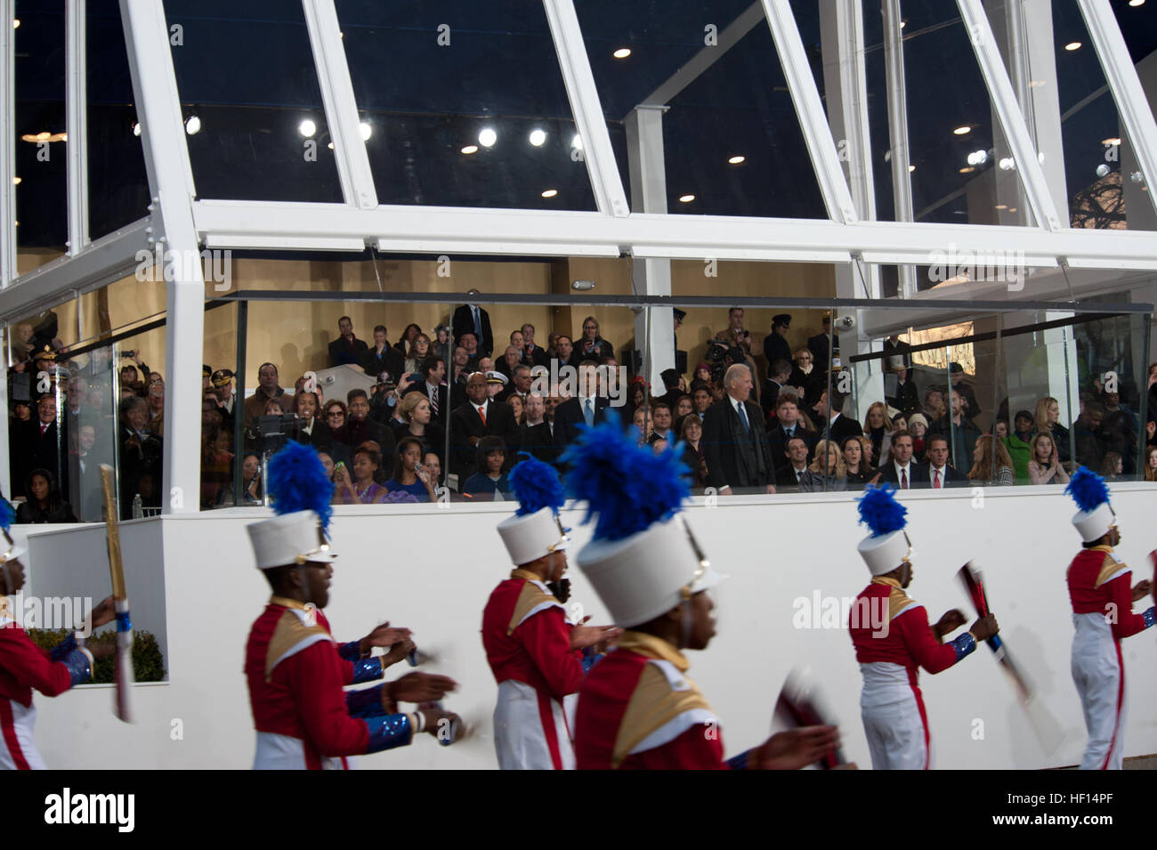 President Barack Obama watches from the Presidential Inauguration ...
