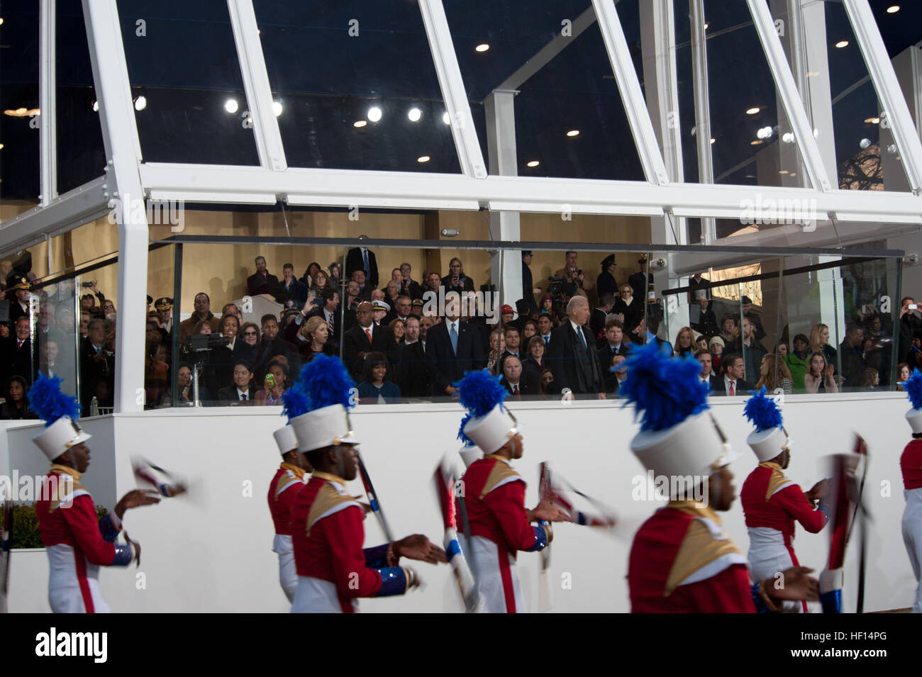 President Barack Obama watches from the Presidential Inauguration ...