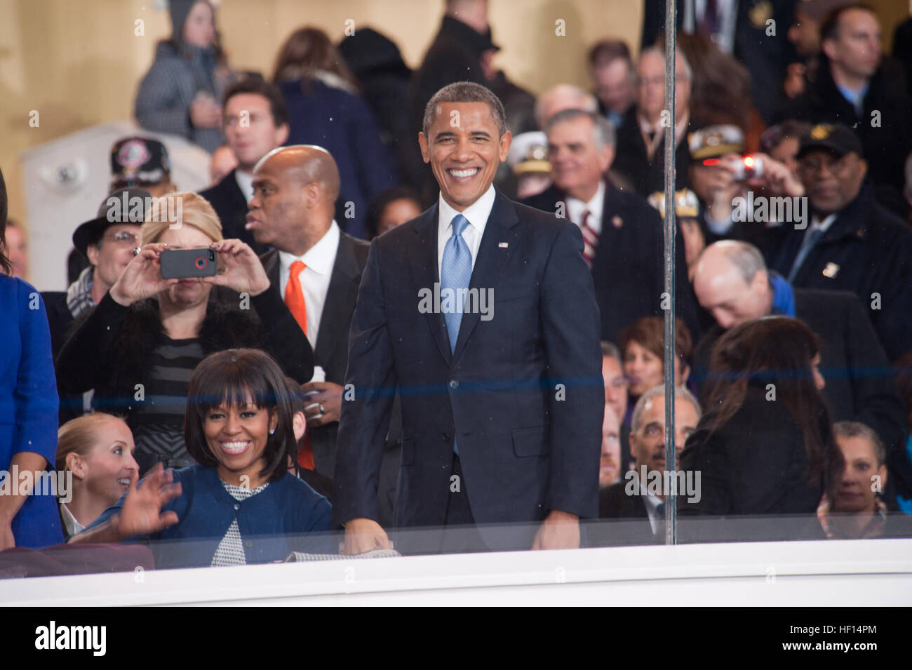 President Barack Obama watches from the Presidential Inauguration ...