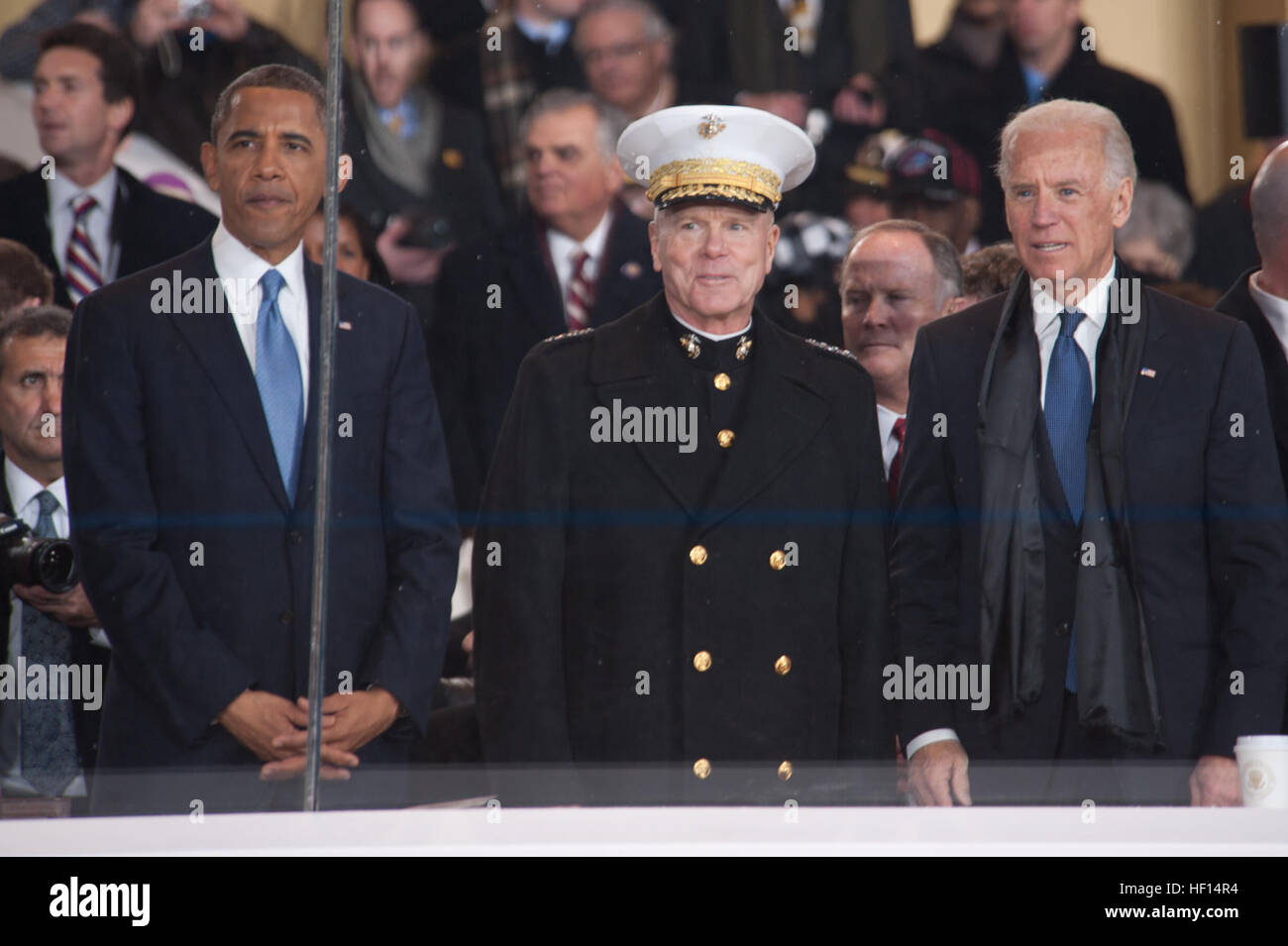 President Barack Obama watches from the Presidential Inauguration ...
