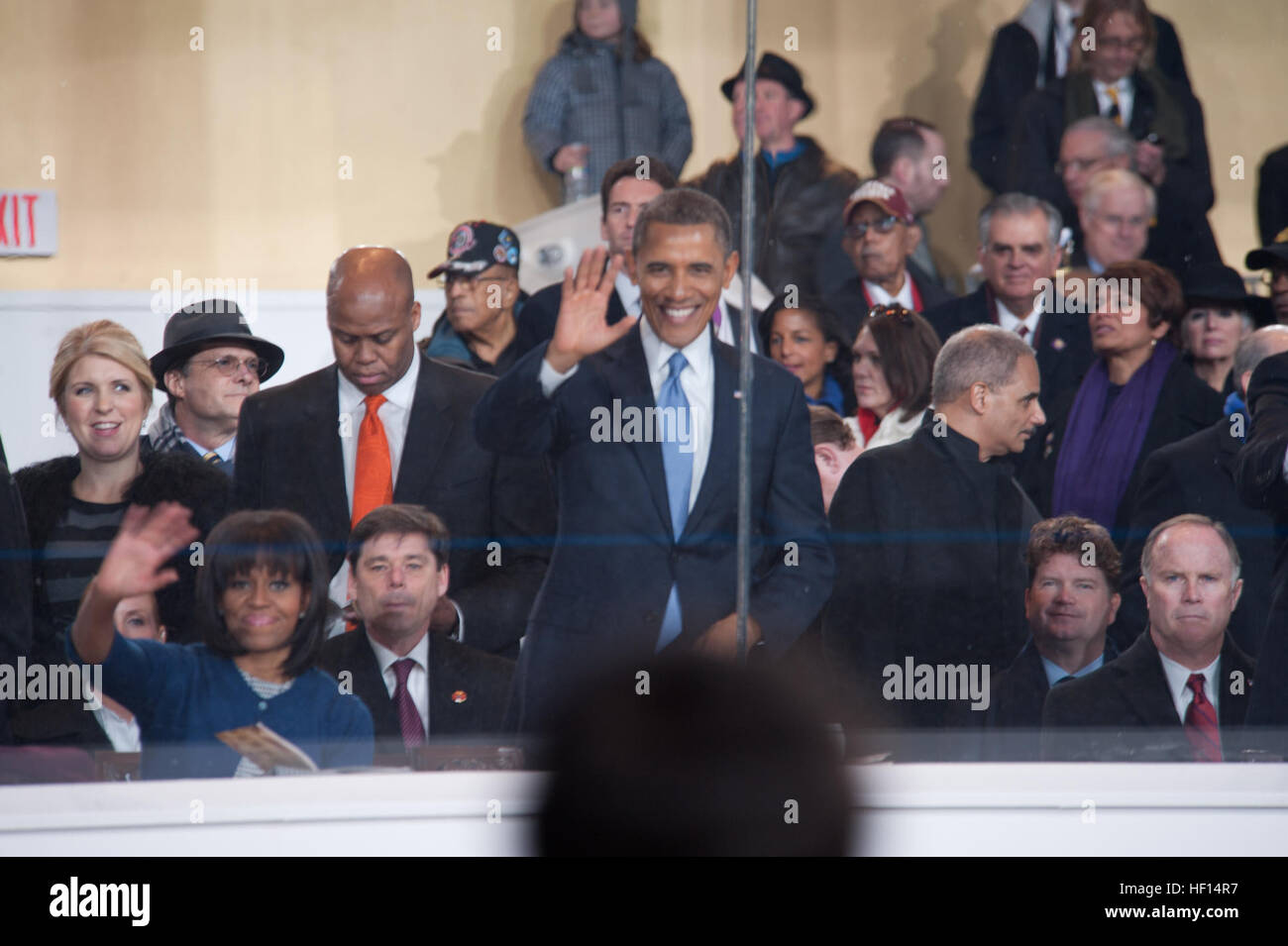 President Barack Obama watches from the Presidential Inauguration ...