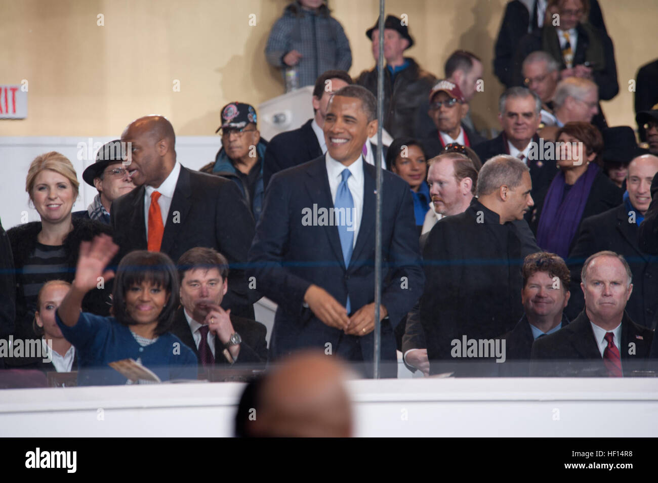 President Barack Obama watches from the Presidential Inauguration ...
