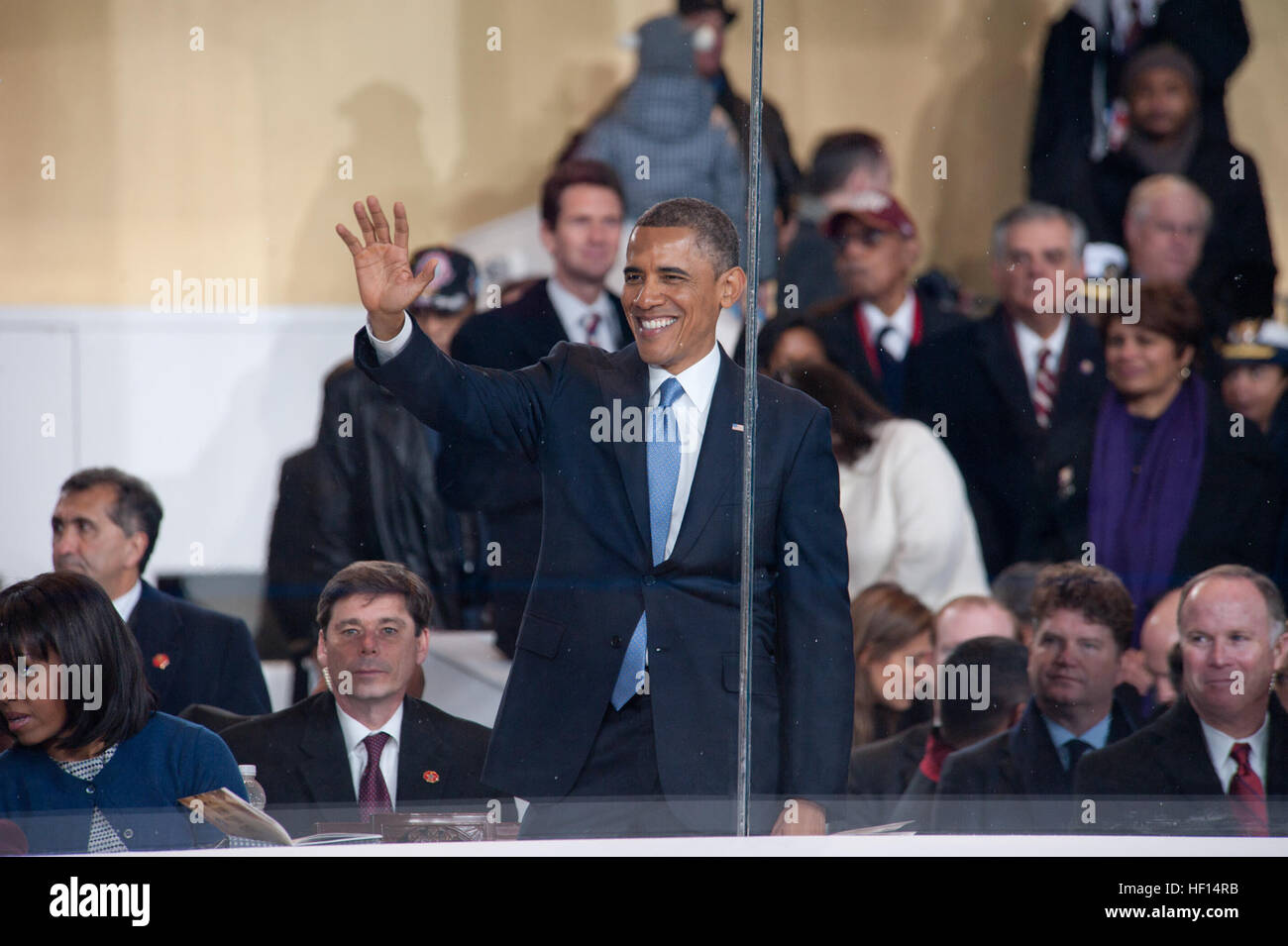 President Barack Obama watches from the Presidential Inauguration ...