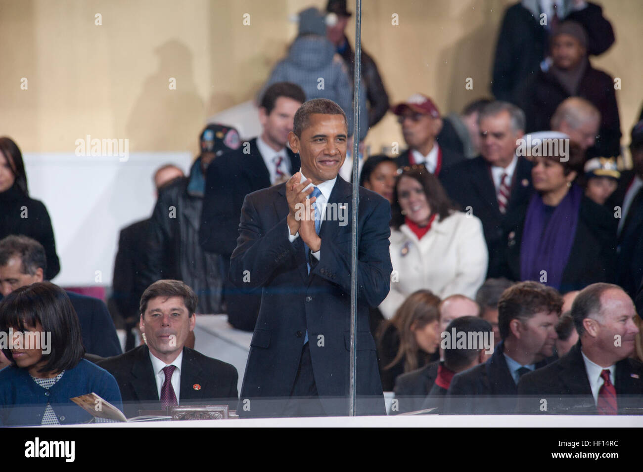 President Barack Obama watches from the Presidential Inauguration ...