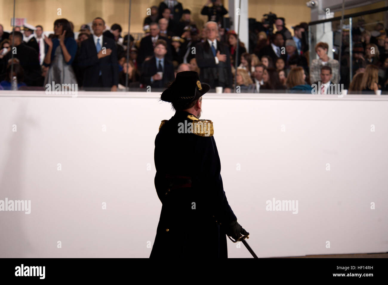 President Barack Obama watches from the Presidential Inauguration ...