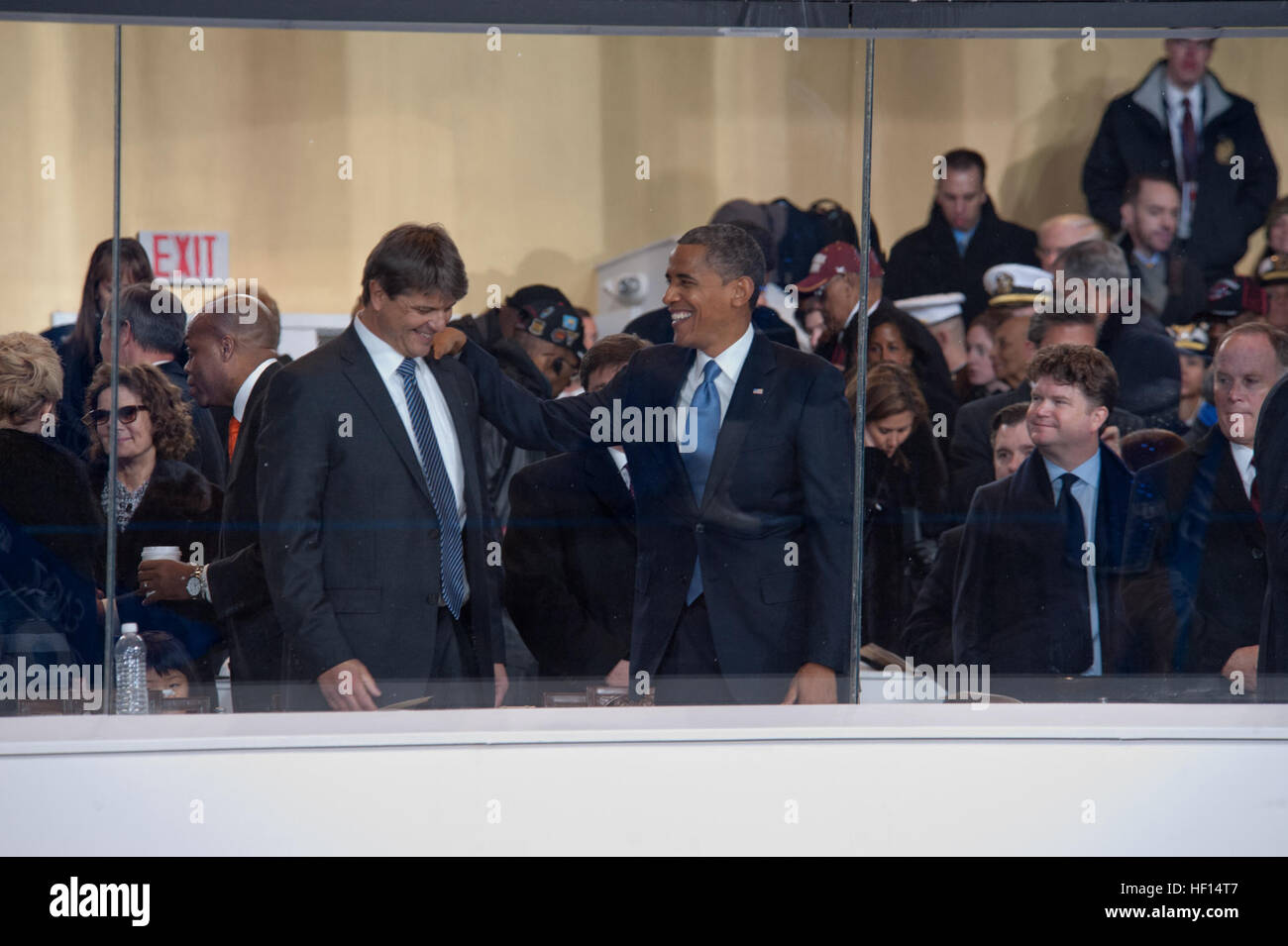 President Barack Obama watches from the presidential inauguration ...