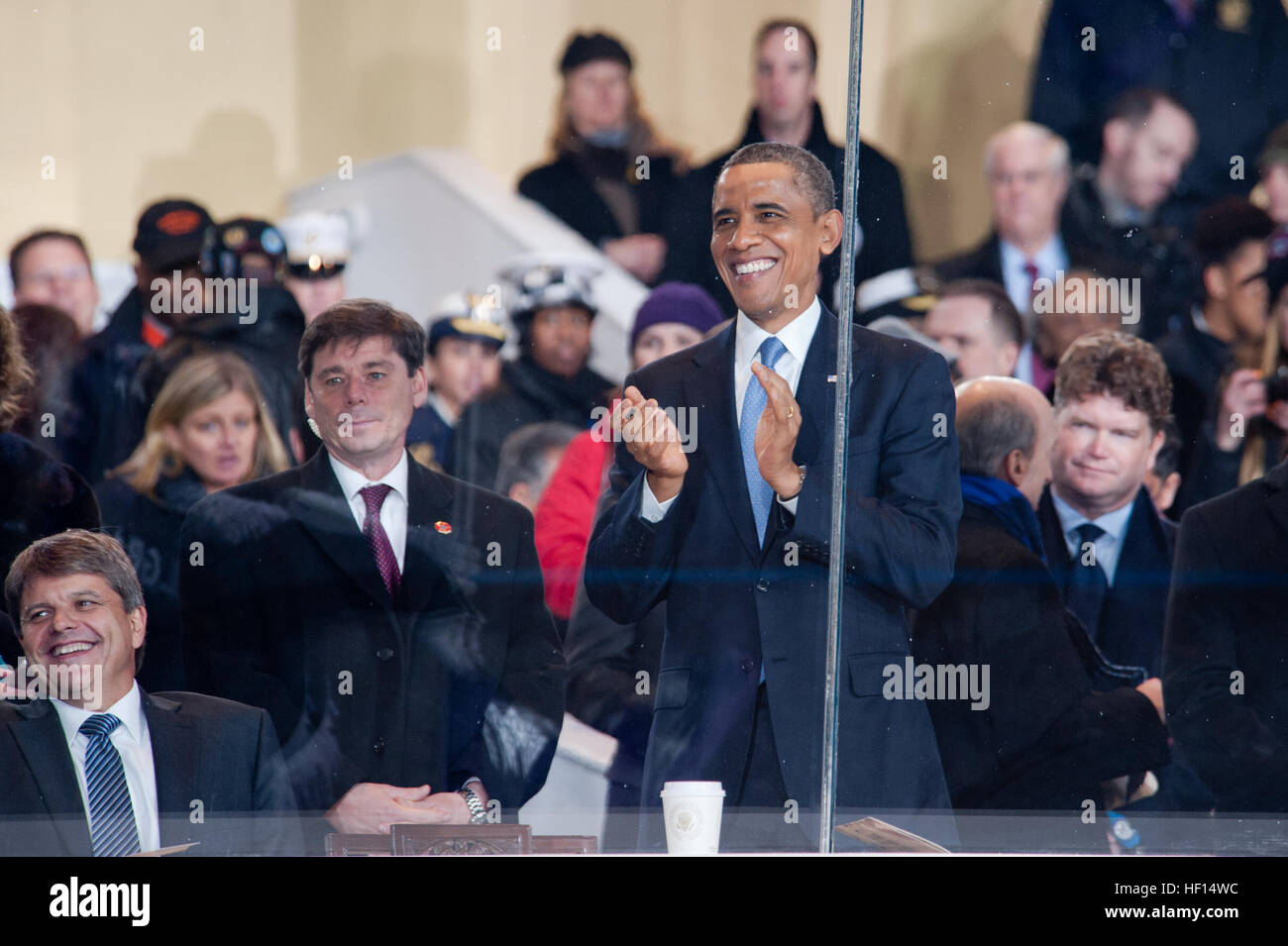 President Barack Obama watches from the presidential inauguration ...