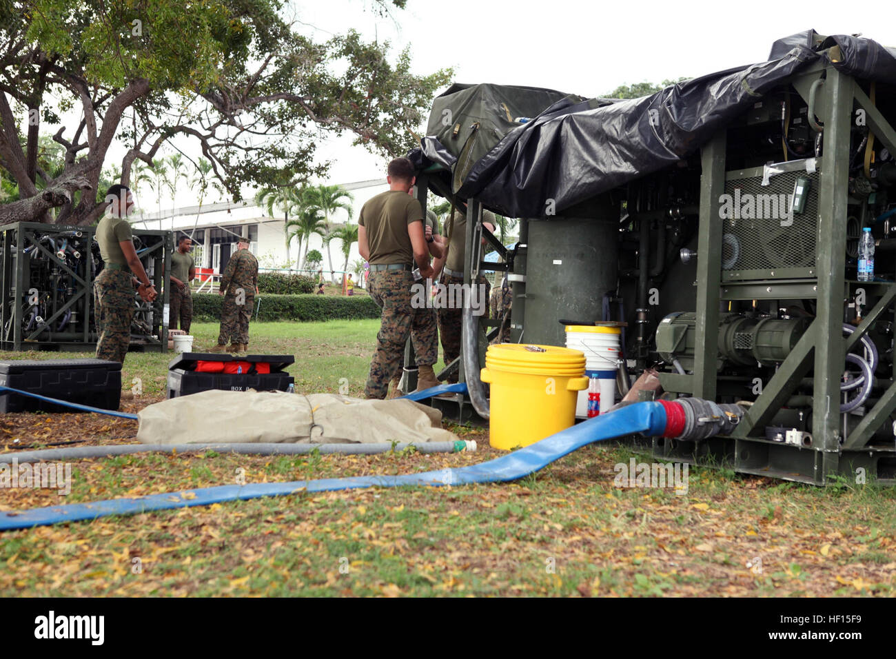 U.S. Marines from 3rd Marine Logistics Group operate a water ...