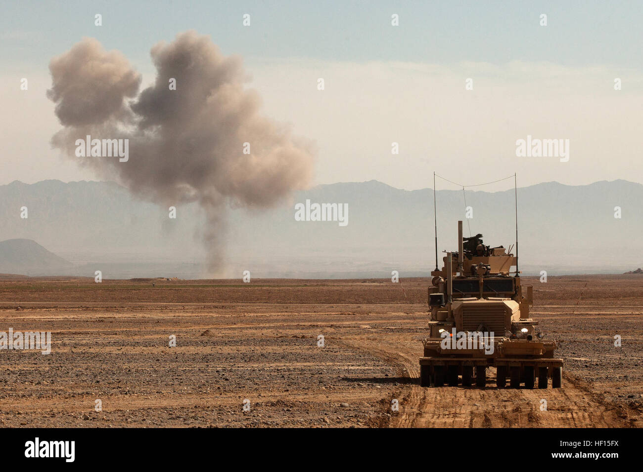 A controlled detonation as a seen from a U.S. Marine Corps vehicle ...