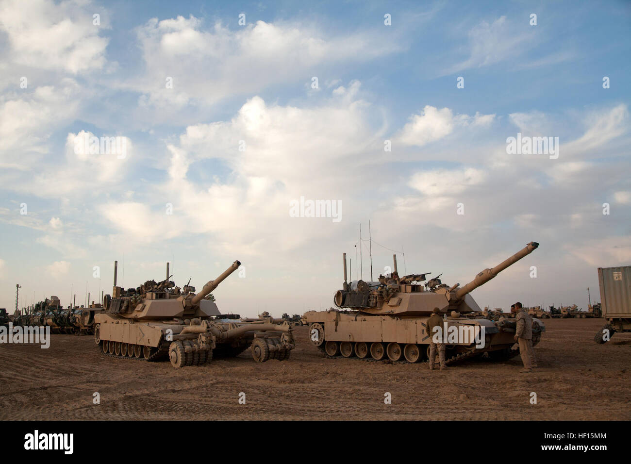 Two M1A1 Abrams tanks assigned Delta Company, 1st Tank Battalion are ...