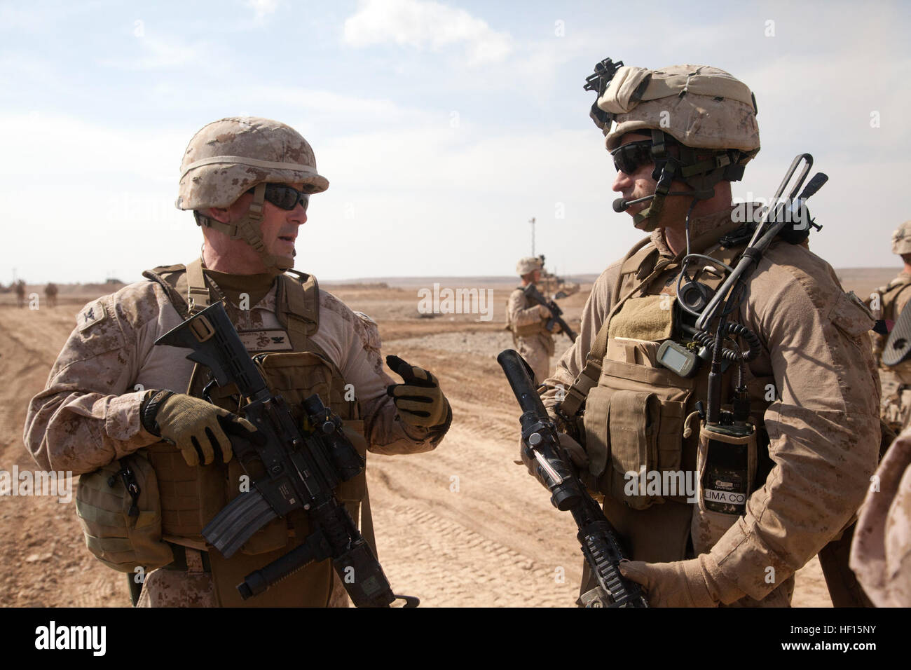 U.S. Marine Corps Col. Austin E. Renforth, left, the commanding officer ...